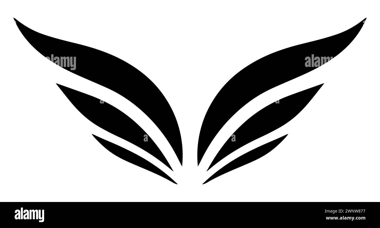 Wings icon. Black symbol of abstract wings on white background. Vector ...