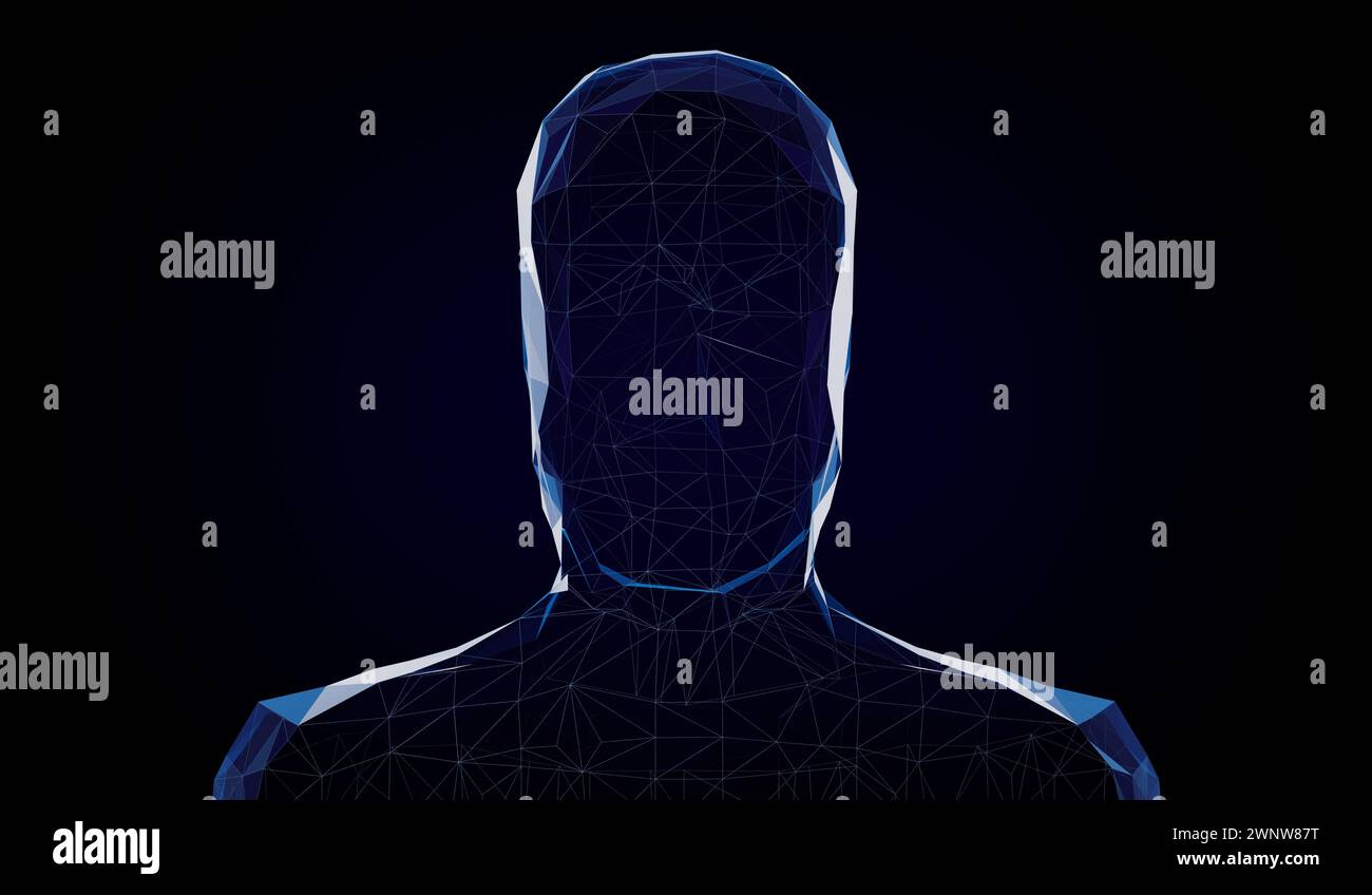 Geometrical wireframe man face - 3D illustration Stock Photo - Alamy