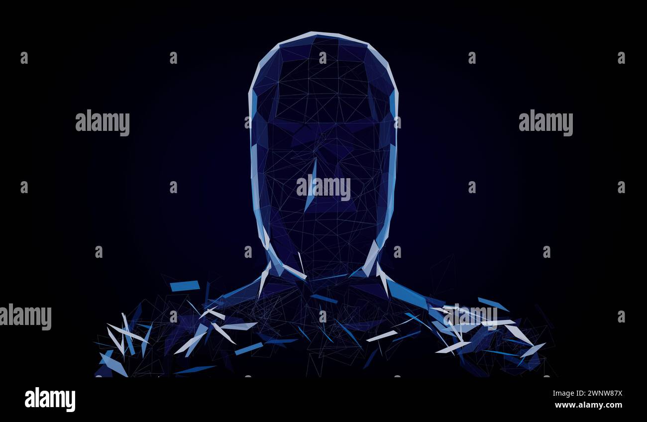 Geometrical wireframe man face - 3D illustration Stock Photo - Alamy