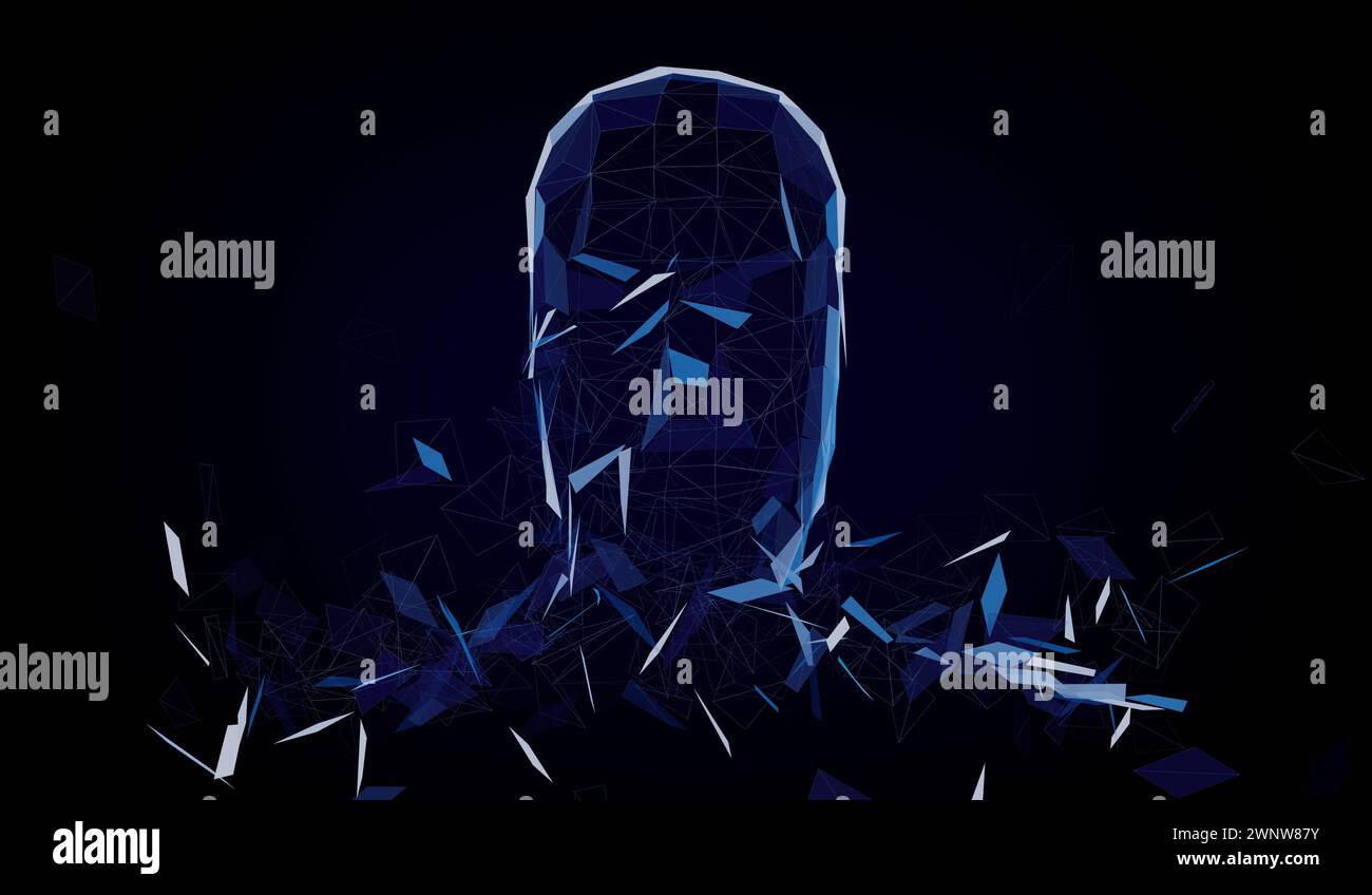 Geometrical wireframe man face - 3D illustration Stock Photo - Alamy