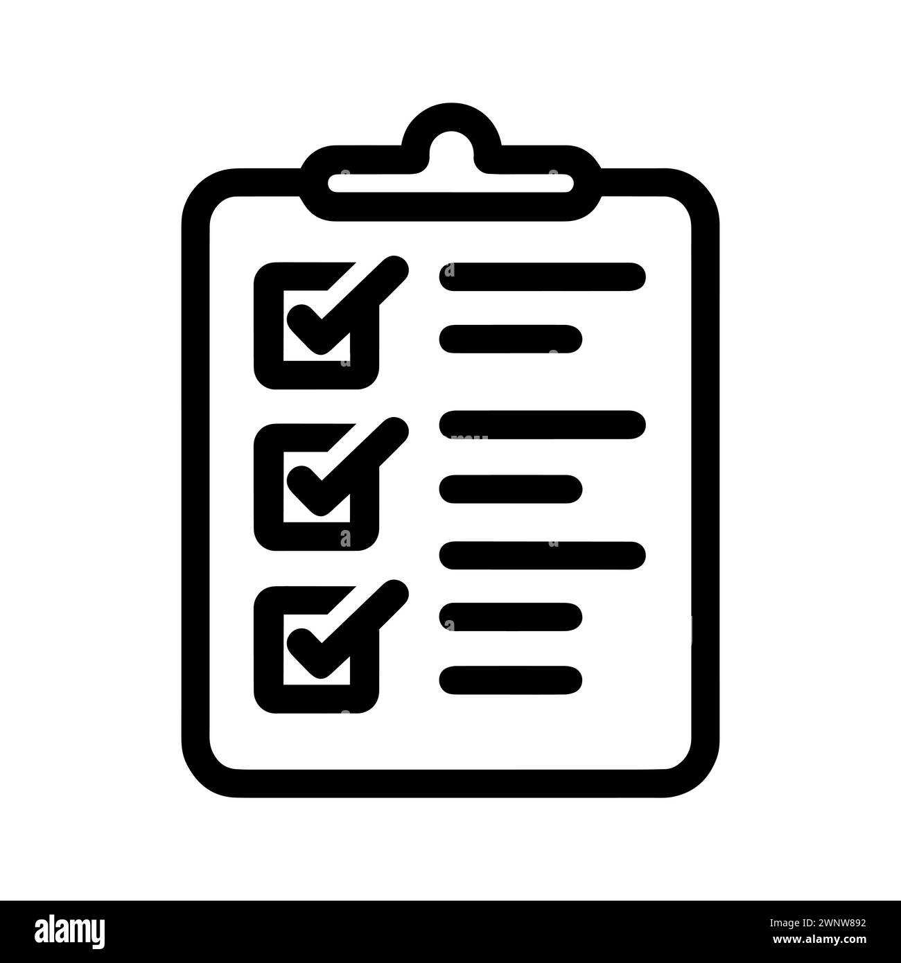 Checklist linear icon. Black symbol of checklist on white background ...