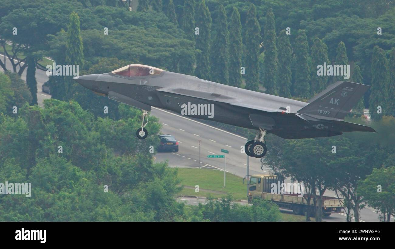 SINGAPORE - MARCH 6, 2024: USAF F-35A Lightning II stealth fighters of ...