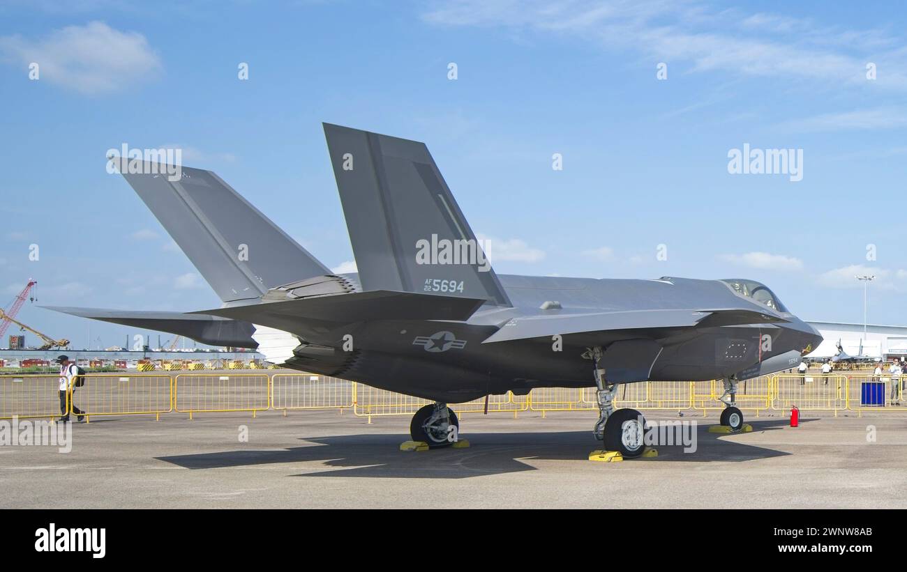 SINGAPORE - MARCH 6, 2024: USAF F-35A Lightning II stealth fighters of ...
