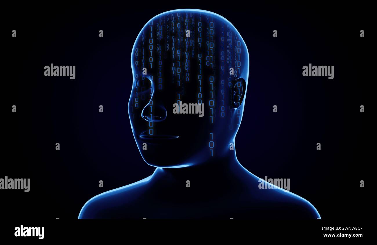 Humanoid head binary code hi-res stock photography and images - Alamy