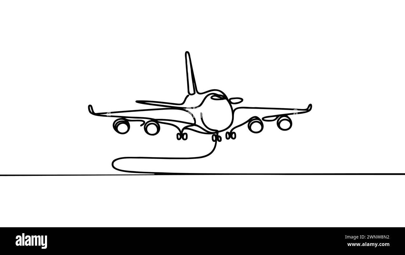 Airplane continuous line sketch on white background Stock Vector Image ...