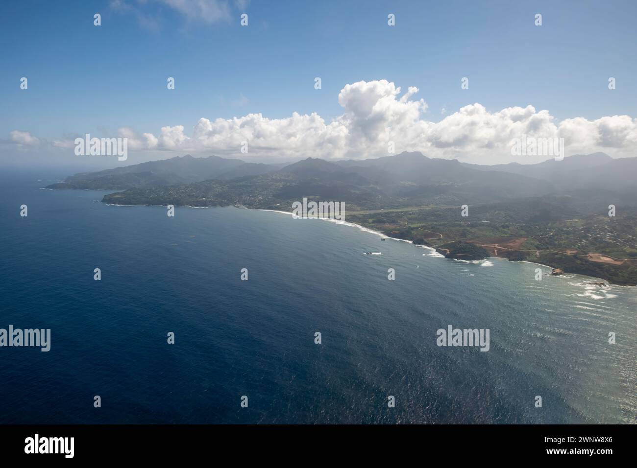 An aerial view of the coastline of Dominica Stock Photo - Alamy