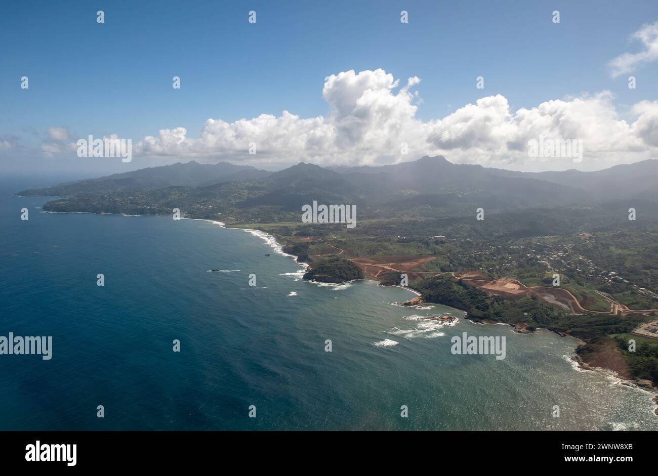 An aerial view of the coastline of Dominica Stock Photo - Alamy