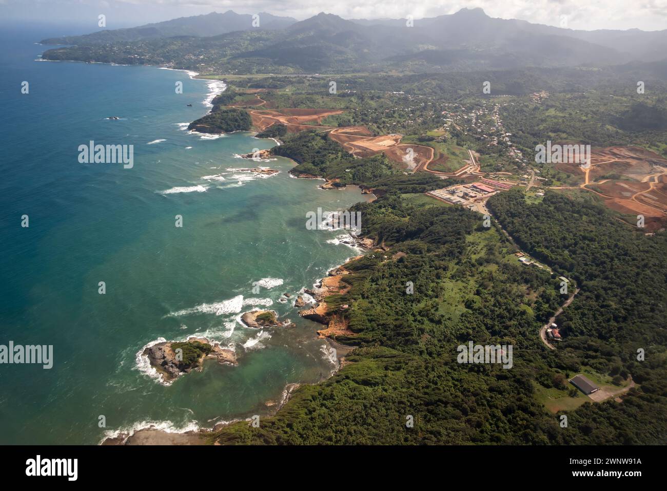 An aerial view of the coastline of Dominica Stock Photo - Alamy