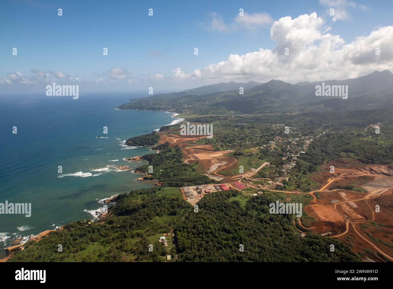 An aerial view of the coastline of Dominica Stock Photo - Alamy