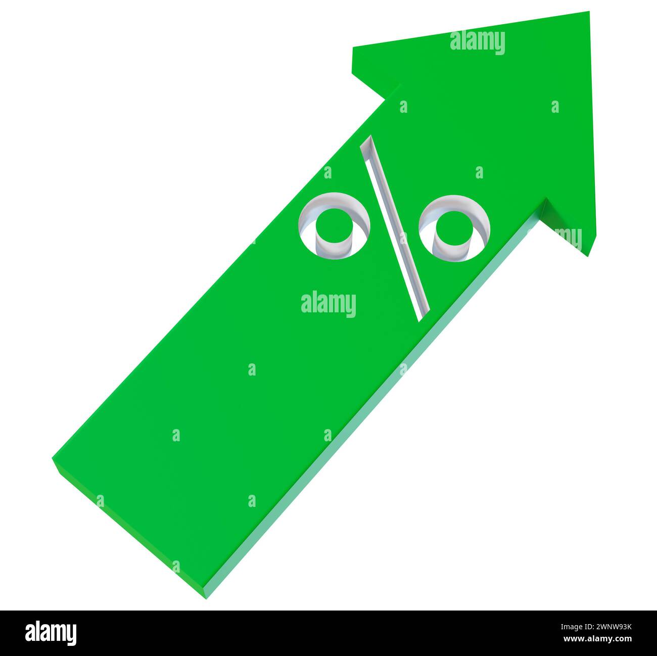 Green upward arrow with percentage symbol, perfect for visuals related ...