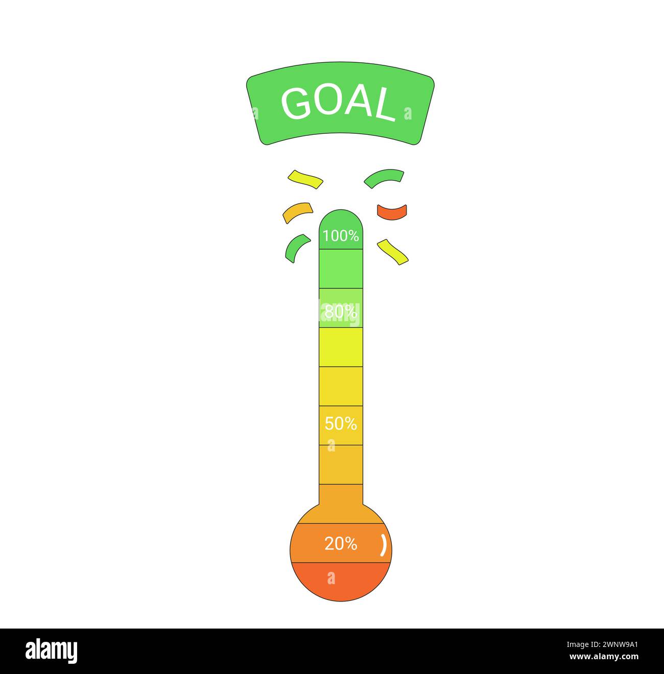 Full goal thermometer. Money tracker. Success fundraising. Indicator ...