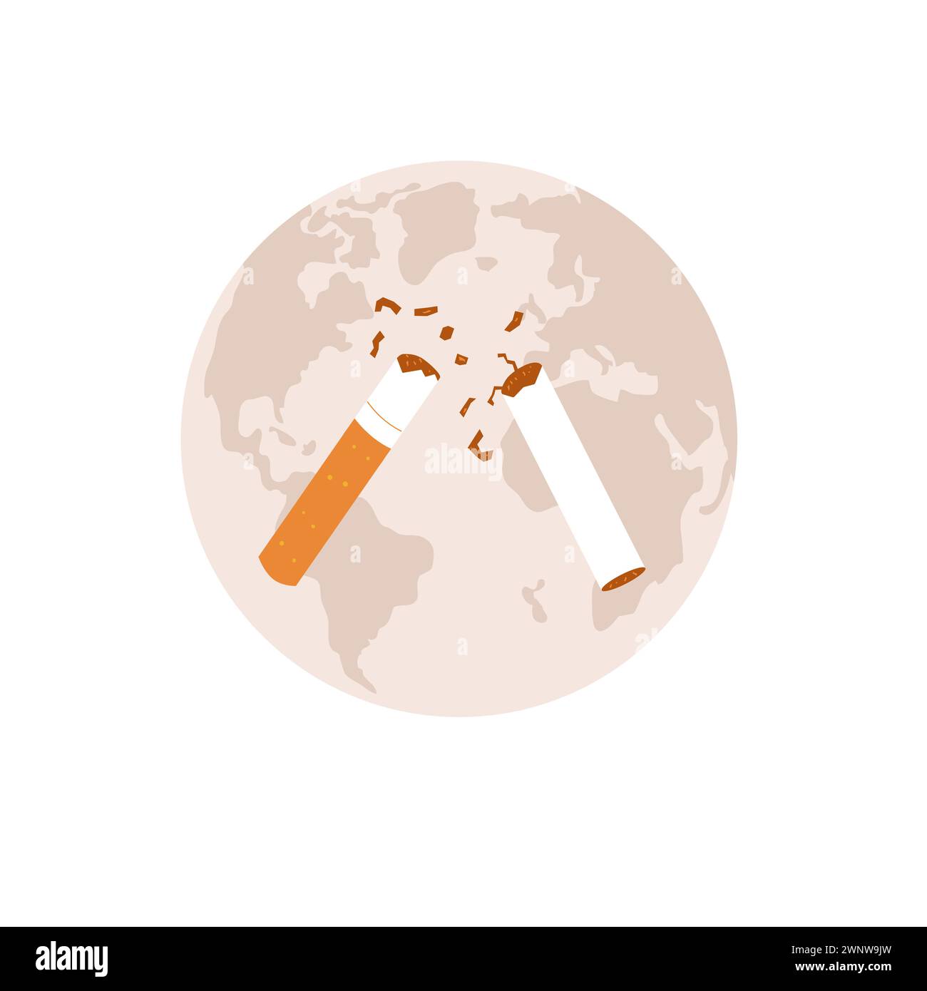 No smoking symbol. World no tobacco day Cigarette, planet Earth sign ...