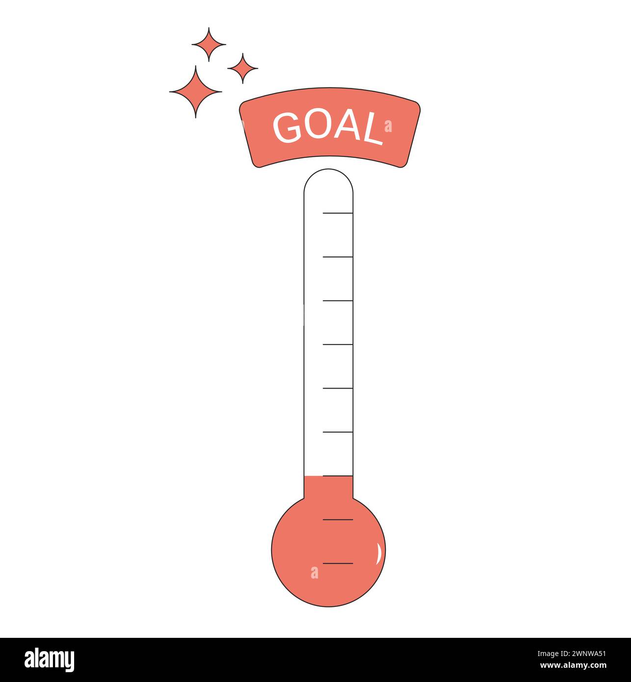 Indicator of progress for donation event. Goal thermometer isolated on ...