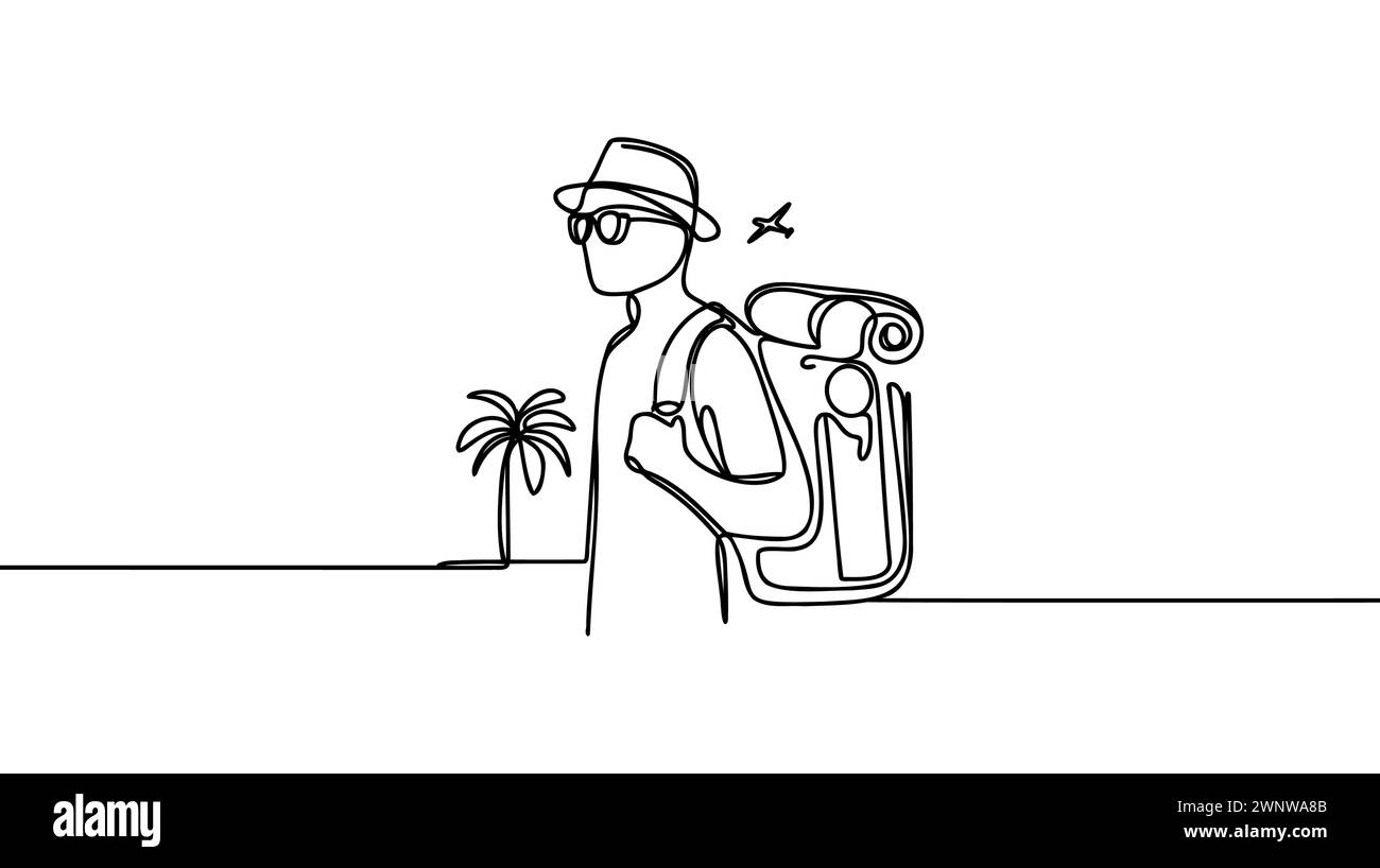Man luggage on one hand Black and White Stock Photos & Images - Alamy