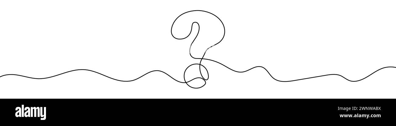 Continuous editable line drawing of question mark. One line drawing ...