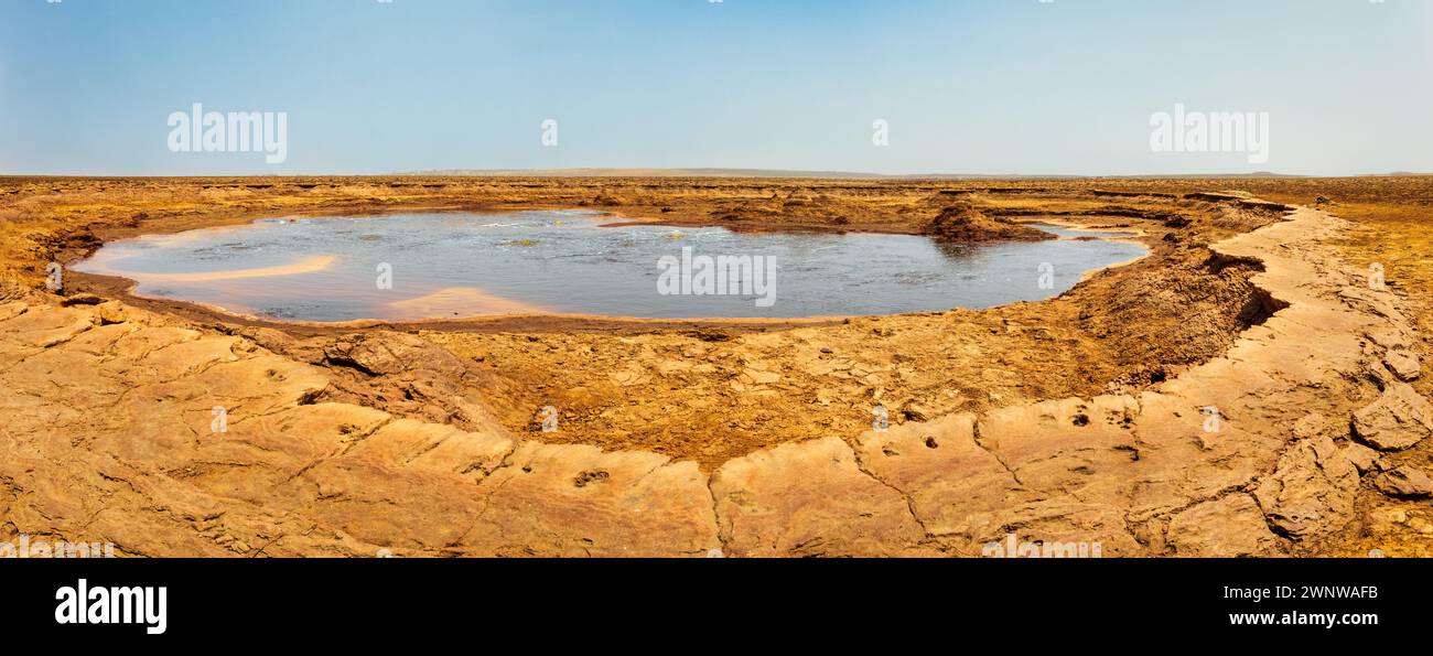 Colorful abstract apocalyptic landscape like moonscape of Dallol Lake ...