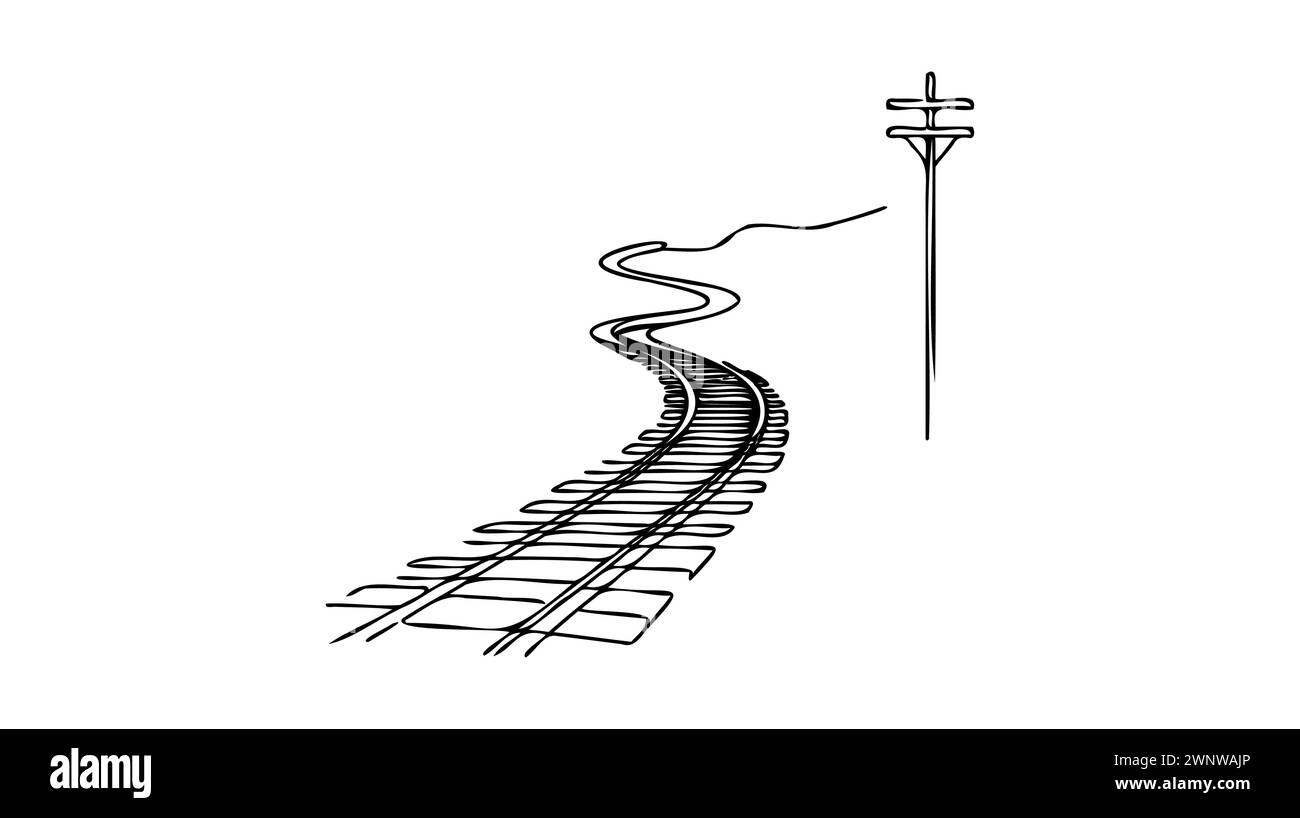 Vector Curved Endless Train Track Sketch Of Curved Train Track Outlines Stock Vector Image
