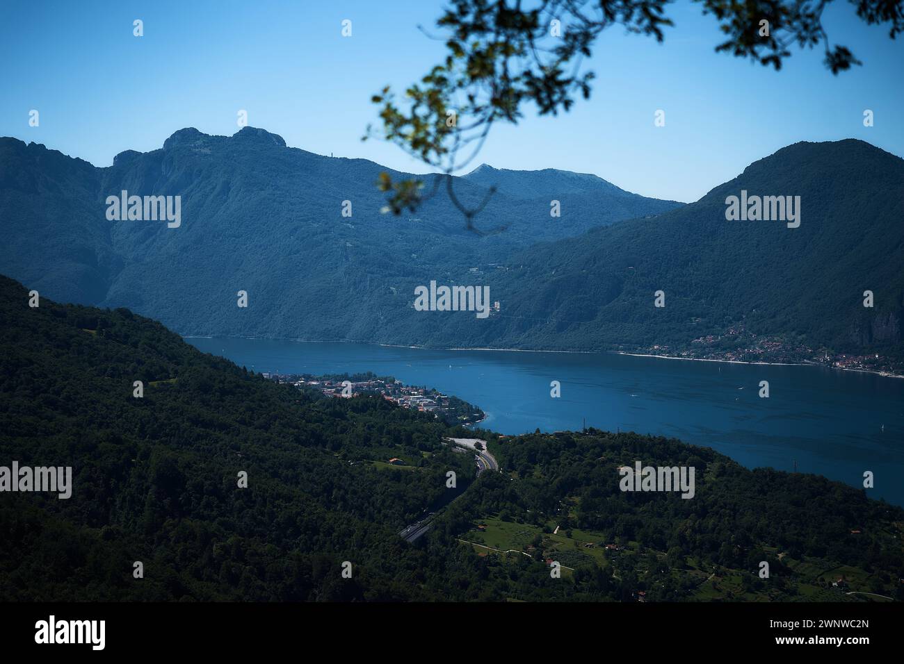 the top view of the city and the road on the shores of Lake Como Stock ...