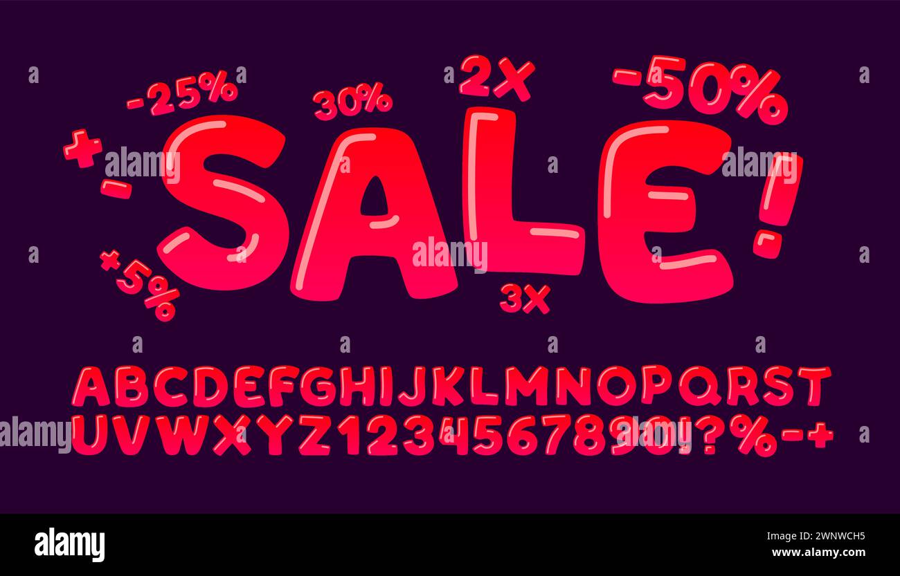 Sale off font. English alphabet and numbers sign. Vector Stock Vector ...