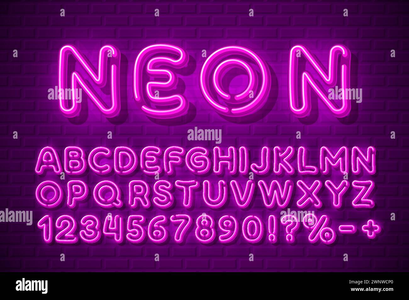 Neon city color red font. English alphabet and numbers sign. Vector ...