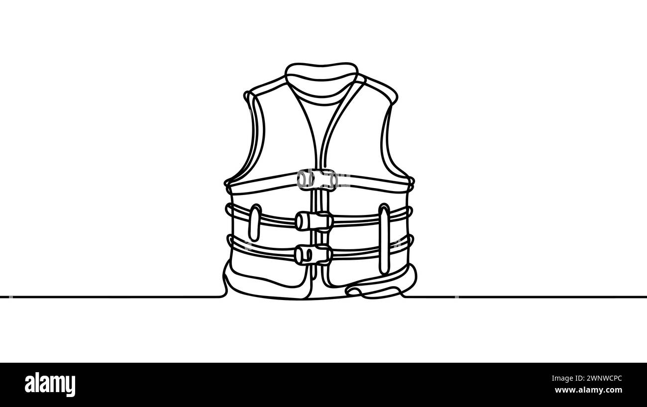 Life Water Jacket One Line Cartoon Doodle - Vector Clip Art, Continuous ...