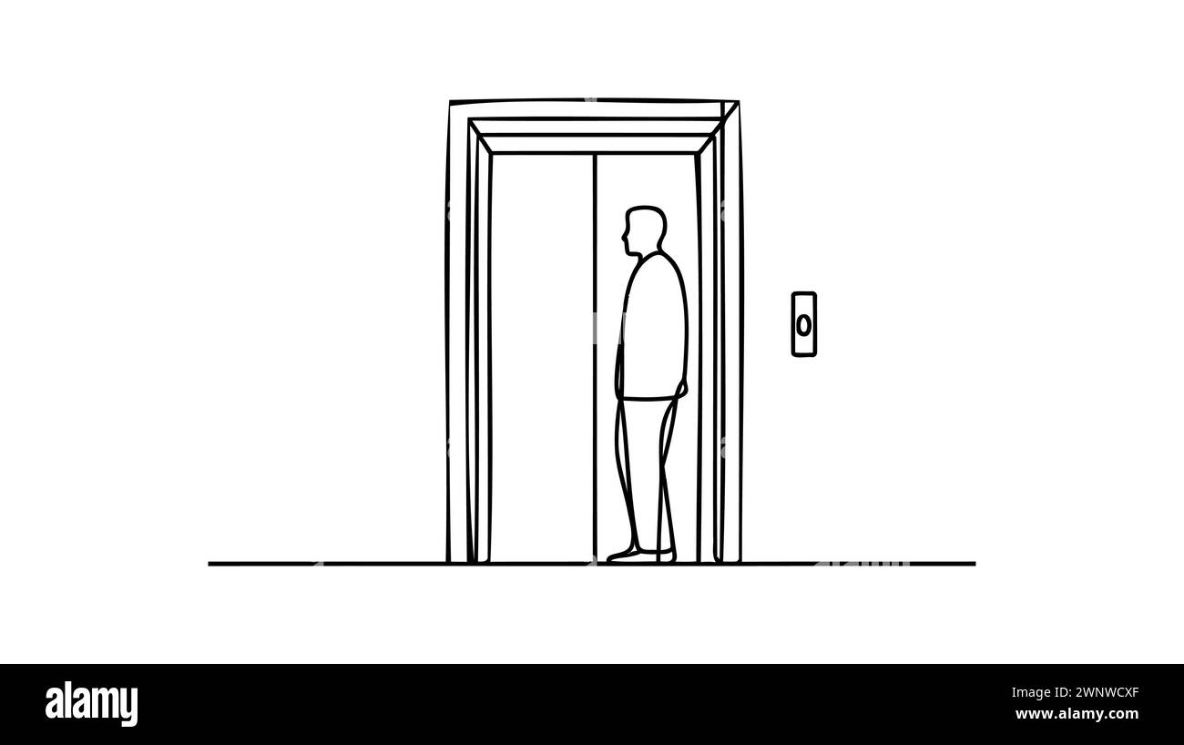 Lift line icon. Continuous one line with curl. Elevator sign ...