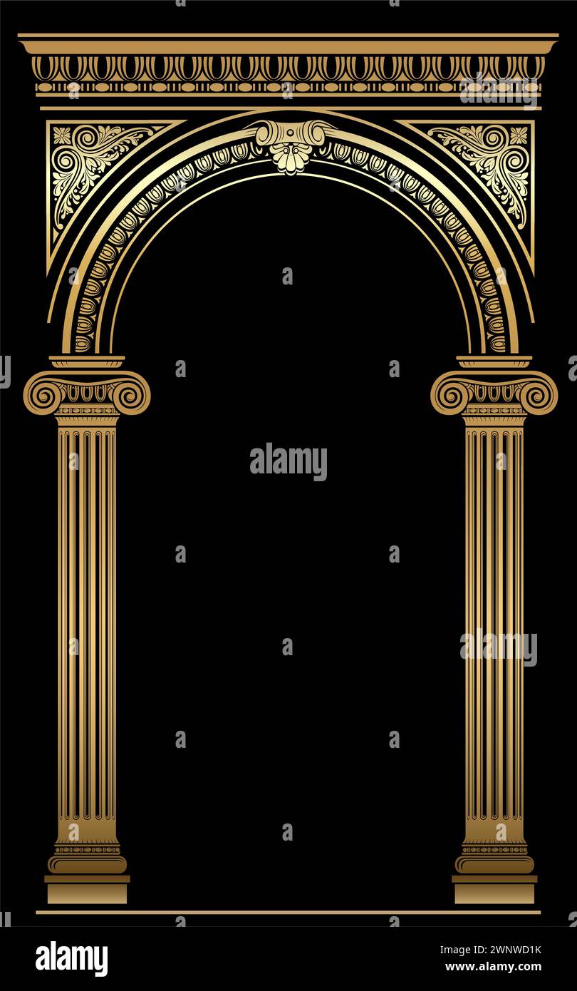 Classic antique gold vintage luxurious arch frame Stock Vector Image ...