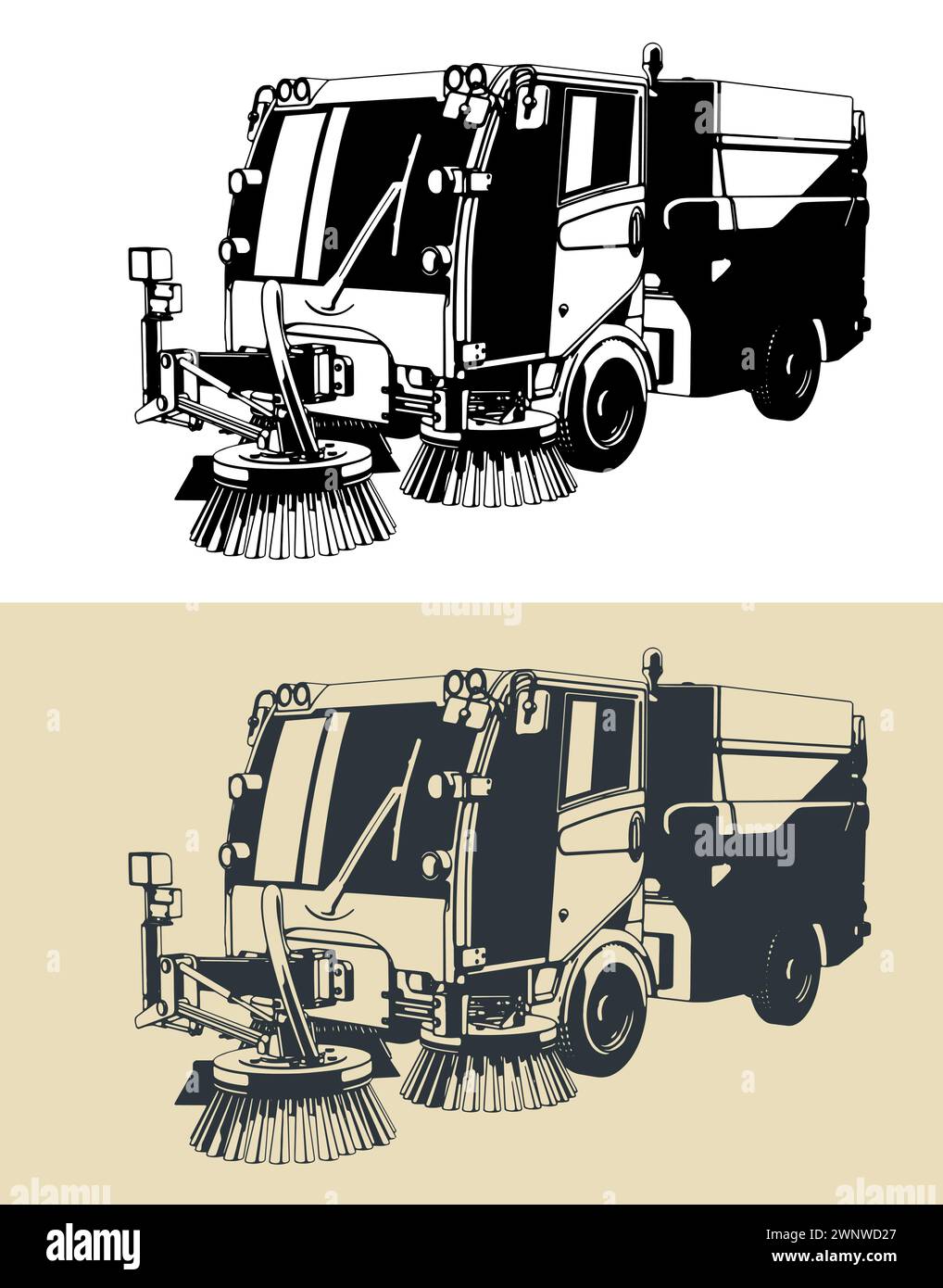 Road sweeper truck Stock Vector Images - Alamy