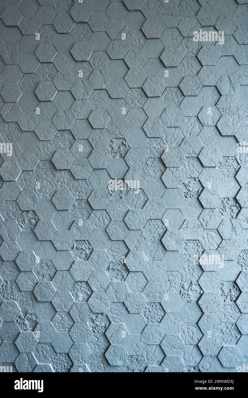 Background made of grey hexagonal gypsum tiles, textured, mosaic ...