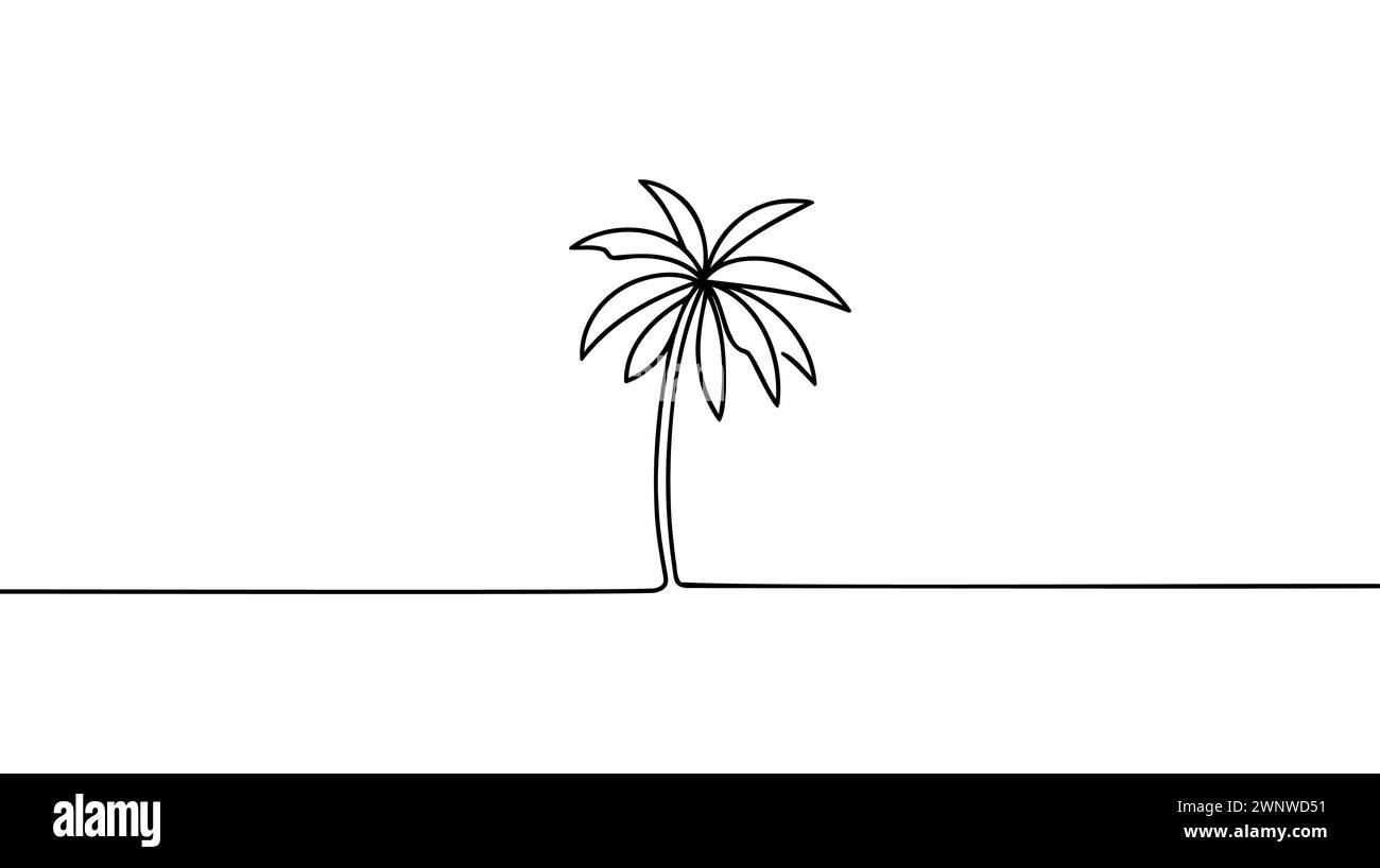 Palm tree single line continuous drawing. Abstract Line art Stock ...