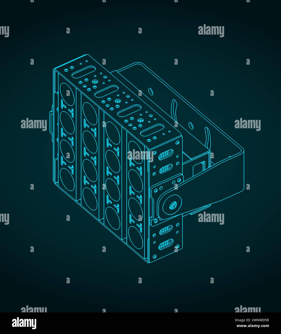 Stylized vector illustration of isometric blueprint of high intensity ...