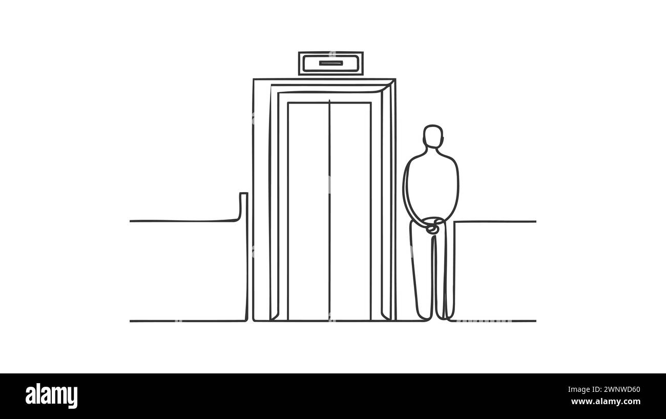 Lift line icon. Continuous one line with curl. Elevator sign ...