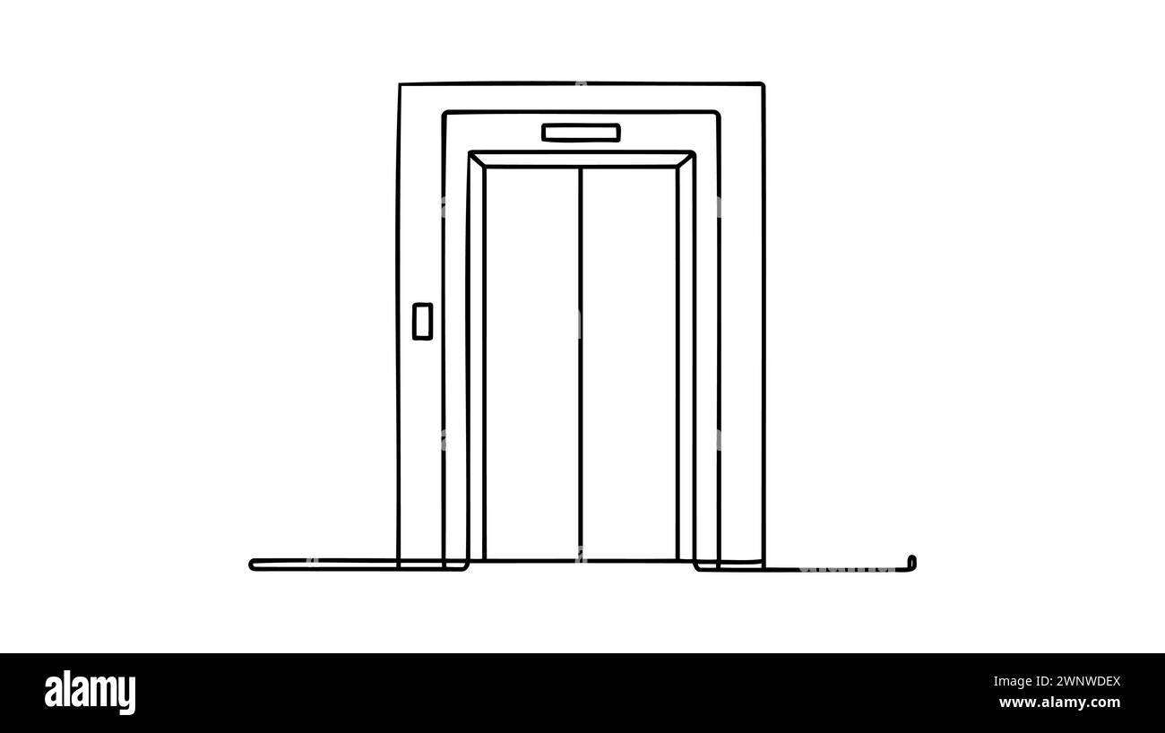 Lift line icon. Continuous one line with curl. Elevator sign ...