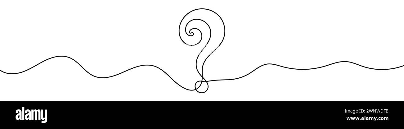 Continuous editable line drawing of question mark. One line drawing ...