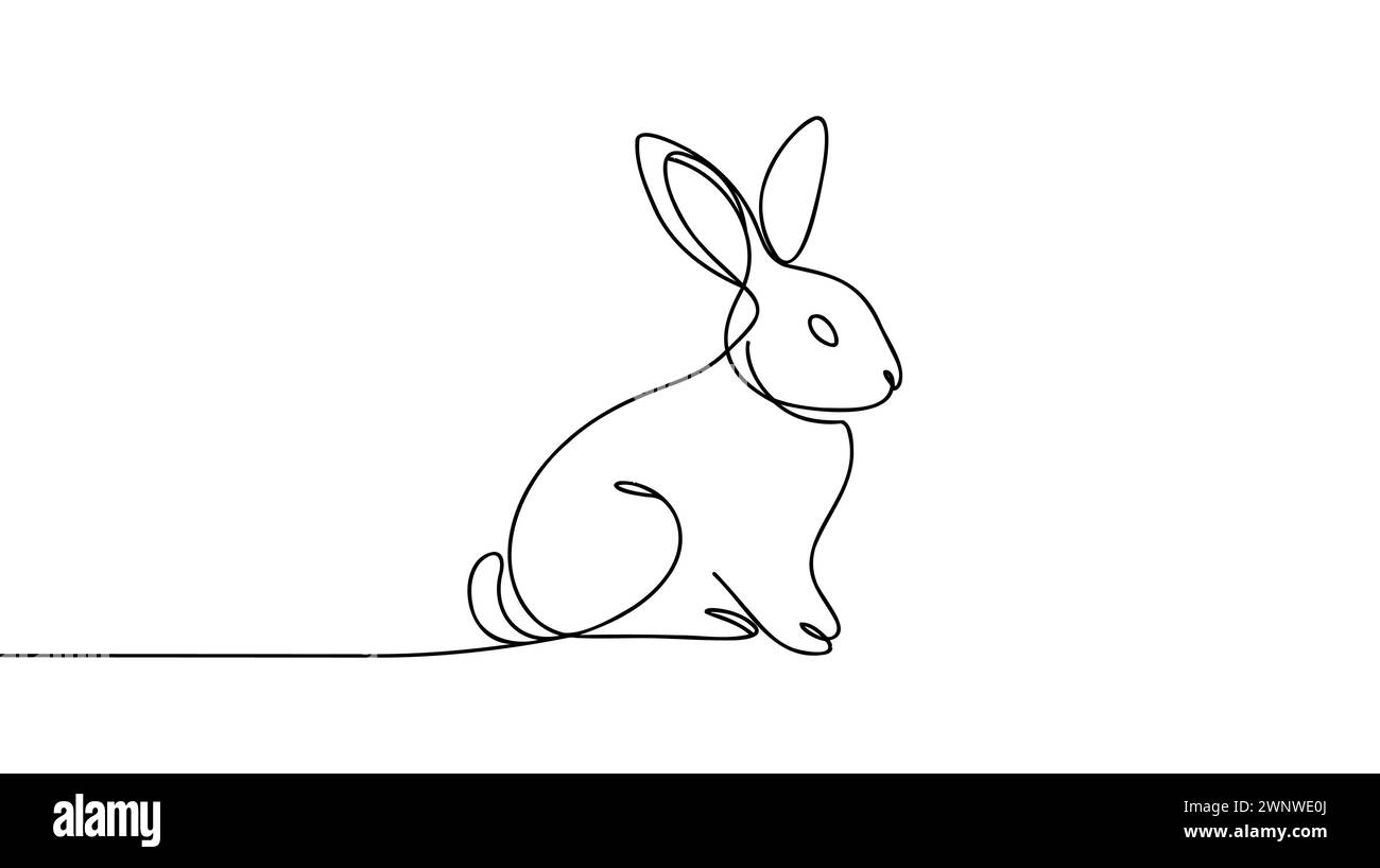 Rabbit one continuous line drawing icon. Vector illustration isolated ...
