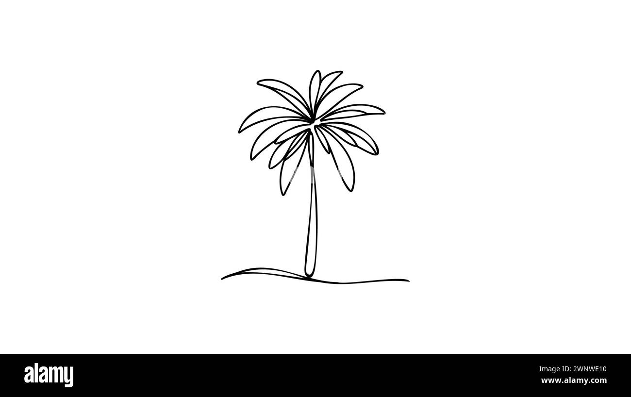Palm tree single line continuous drawing. Abstract Line art Stock ...