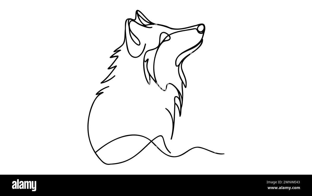 Wolf line design. Simple animal silhouette decorative elements drawn ...