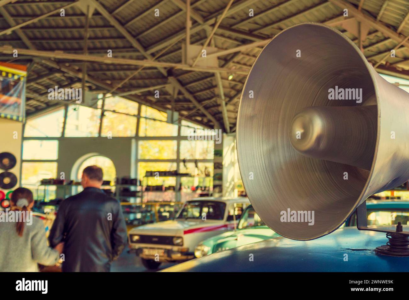 Old Megaphone. Shabby Vintage loudspeaker. Concept Methods and ways of ...