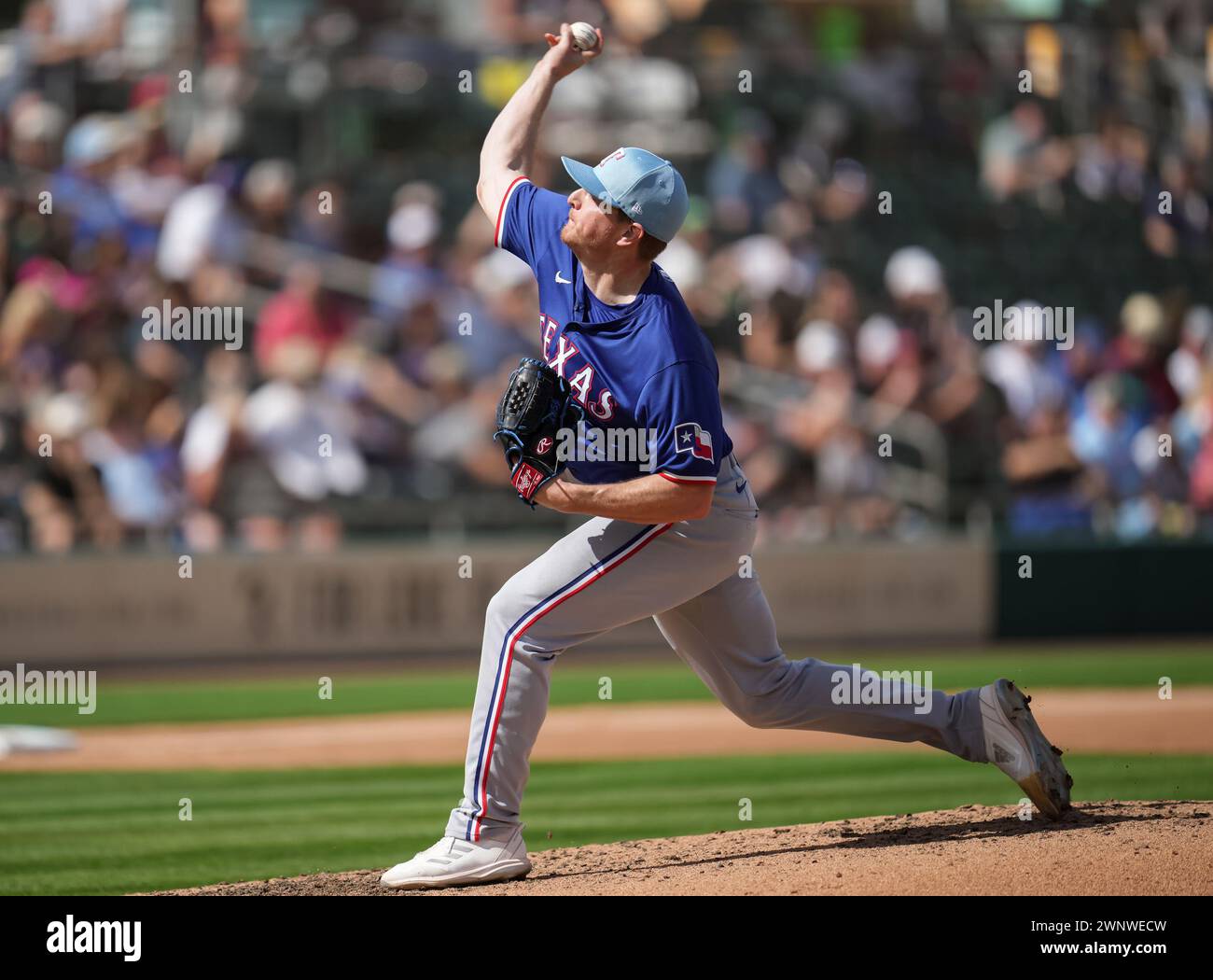 Mesa, United States. 03rd Mar, 2024. Texas Rangers relief pitcher Josh ...
