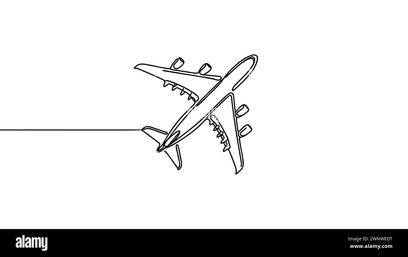 Airplane continuous line sketch on white background Stock Vector Image ...