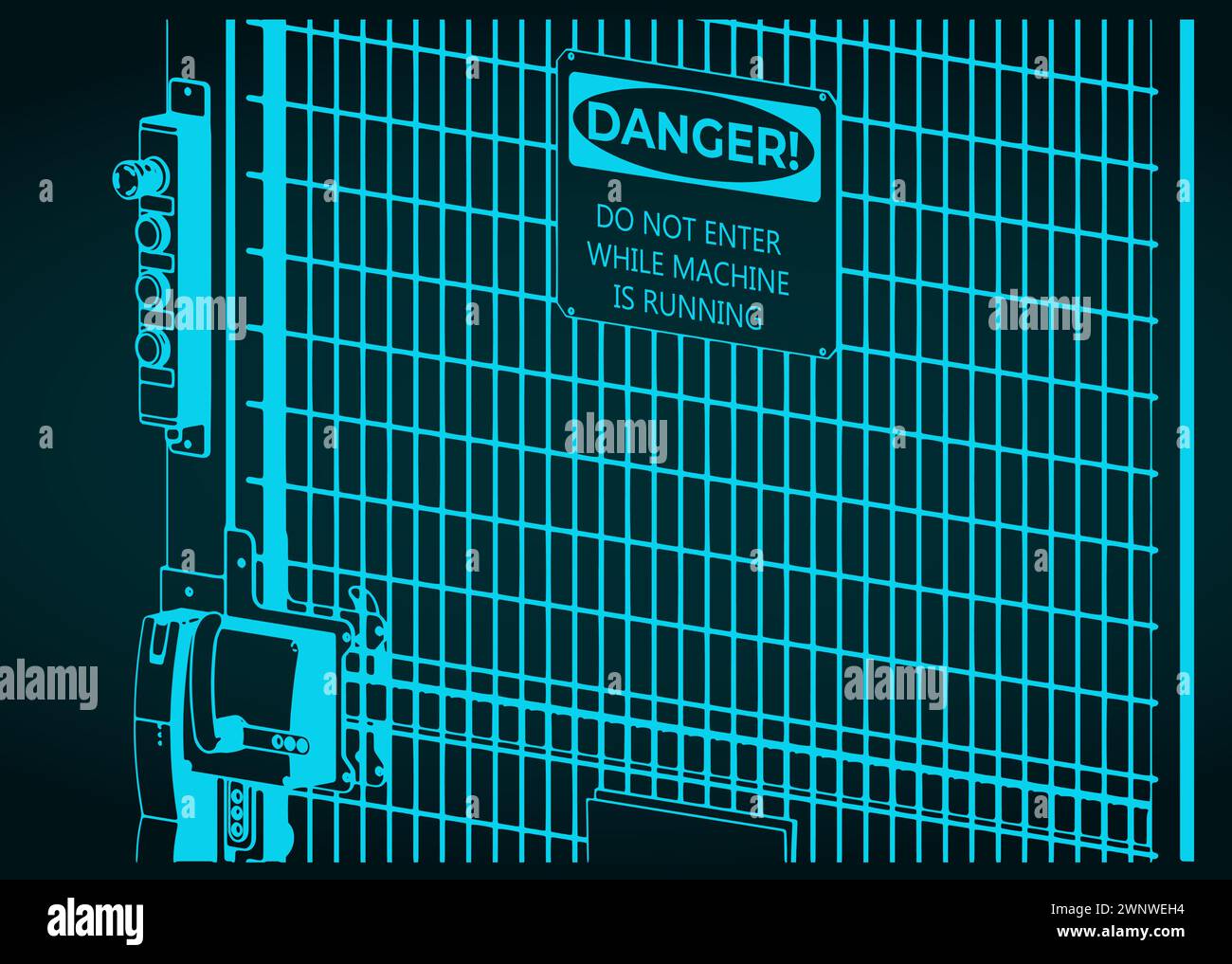 Industrial safety door designed to restrict access to dangerous robot ...