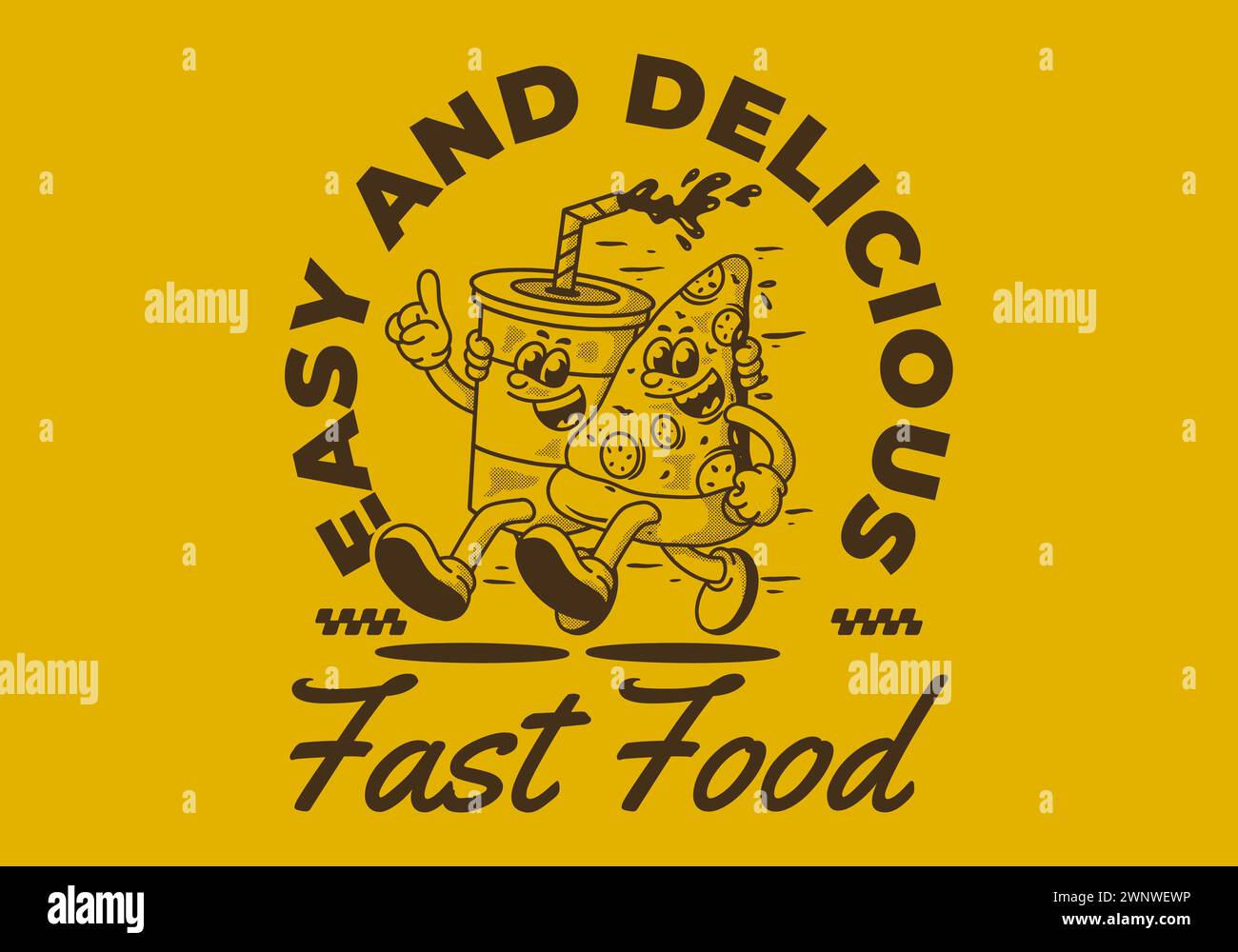 Fast food, easy and delicious. Mascot character illustration of running ...