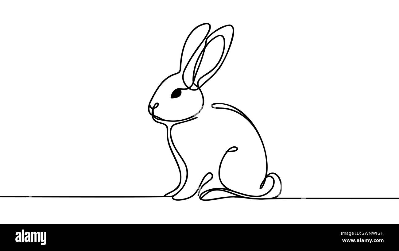 Rabbit one continuous line drawing icon. Vector illustration isolated ...