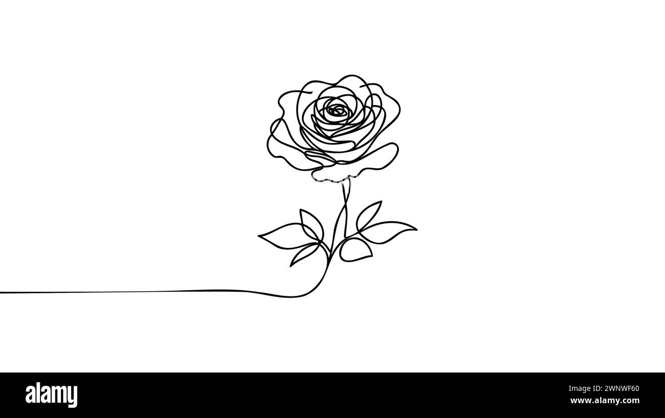 One continuous line rose design. Hand drawn minimalism style vector ...