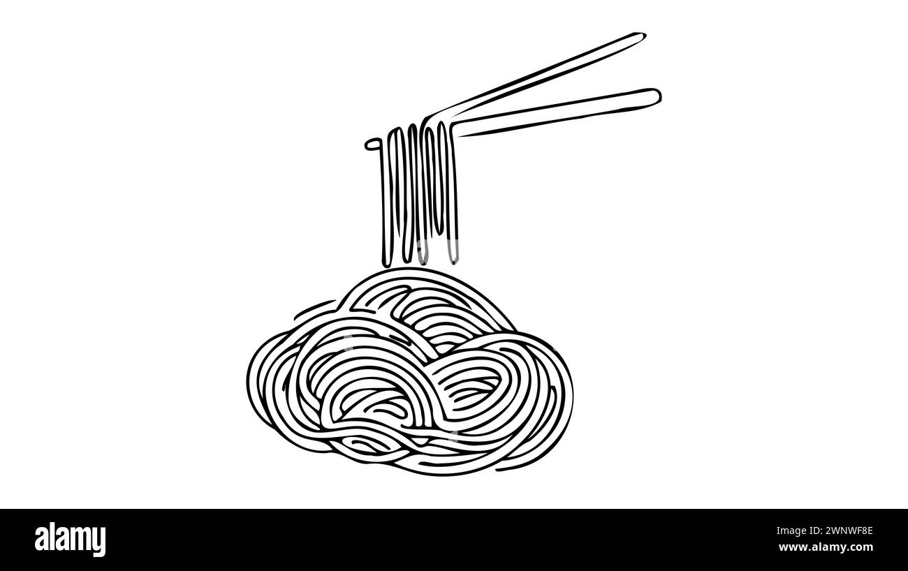 One continuous line drawing of fresh delicious Japanese ramen ...