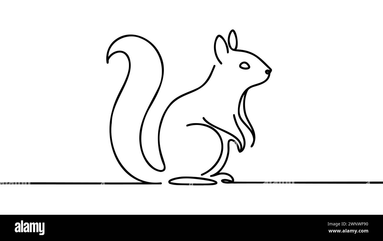 Single continuous line drawing of luxury squirrel for corporation logo ...