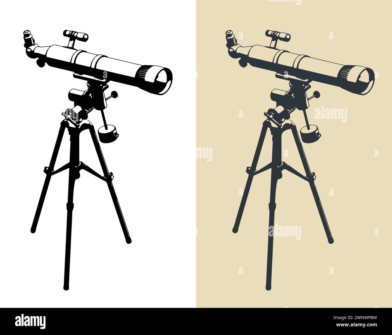 Stylized vector illustration of refracting telescope Stock Vector Image & Art - Alamy