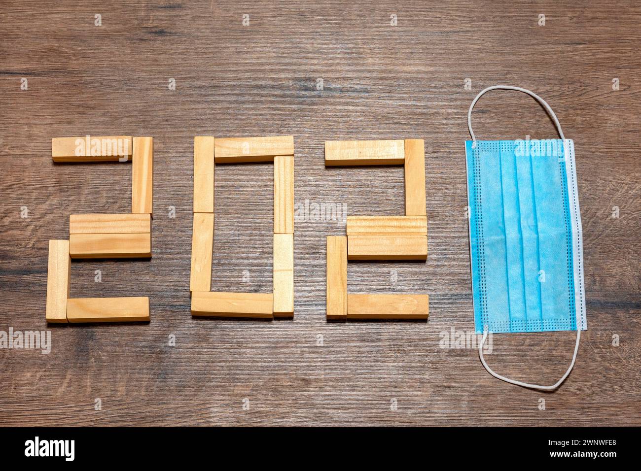 Medical Mask, Date and numbers 2021. Text 202 and face-guard. Concept ...