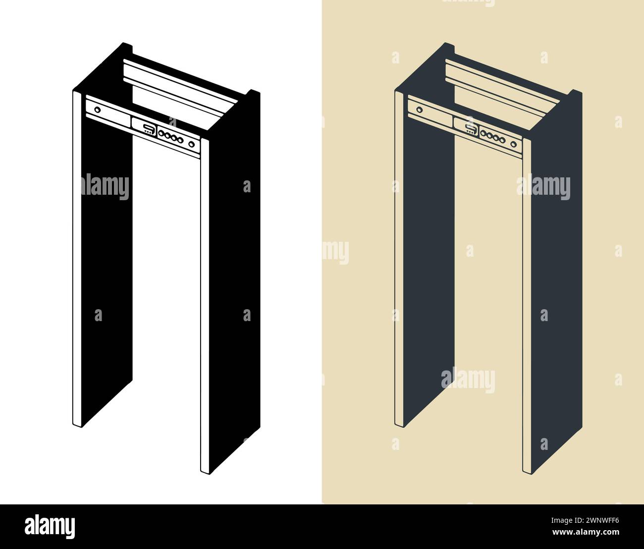 Stylized vector illustration of archway metal detector Stock Vector ...