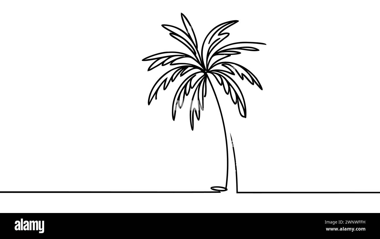Palm tree single line continuous drawing. Abstract Line art Stock ...